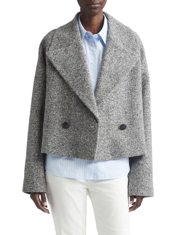 MIU MIU Miu Miu Double-Breasted Velour Jacket with Logo Patch
